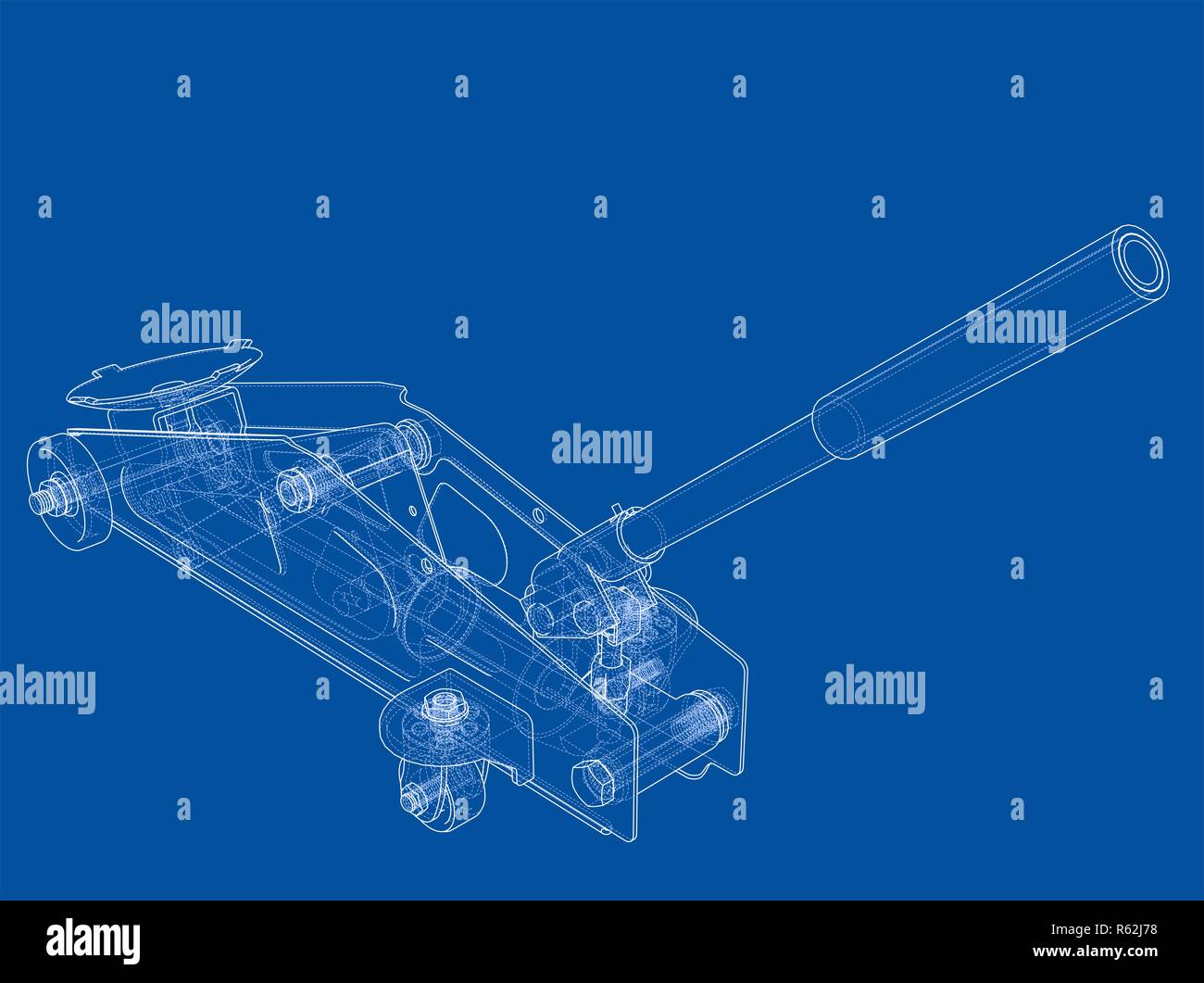 Hydraulic floor jack outline. 3d illustration Stock Photo - Alamy