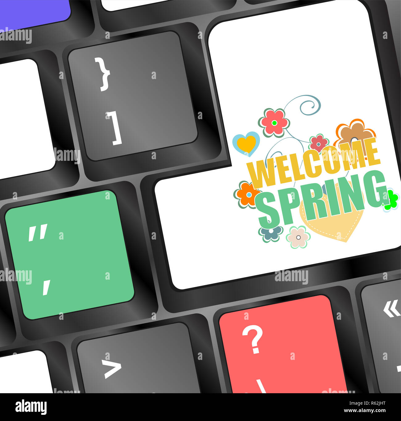 Welcome spring words on holiday card Stock Photo - Alamy