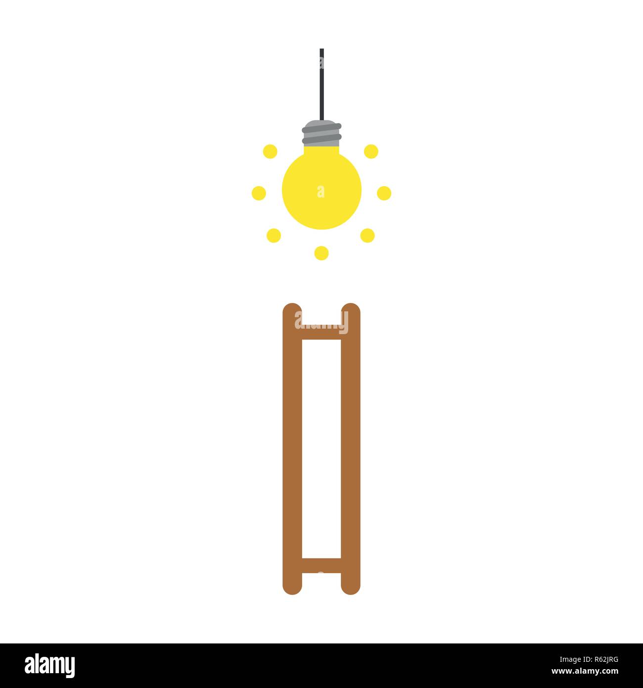 Vector illustration icon concept of glowing light bulb and ladder with ...