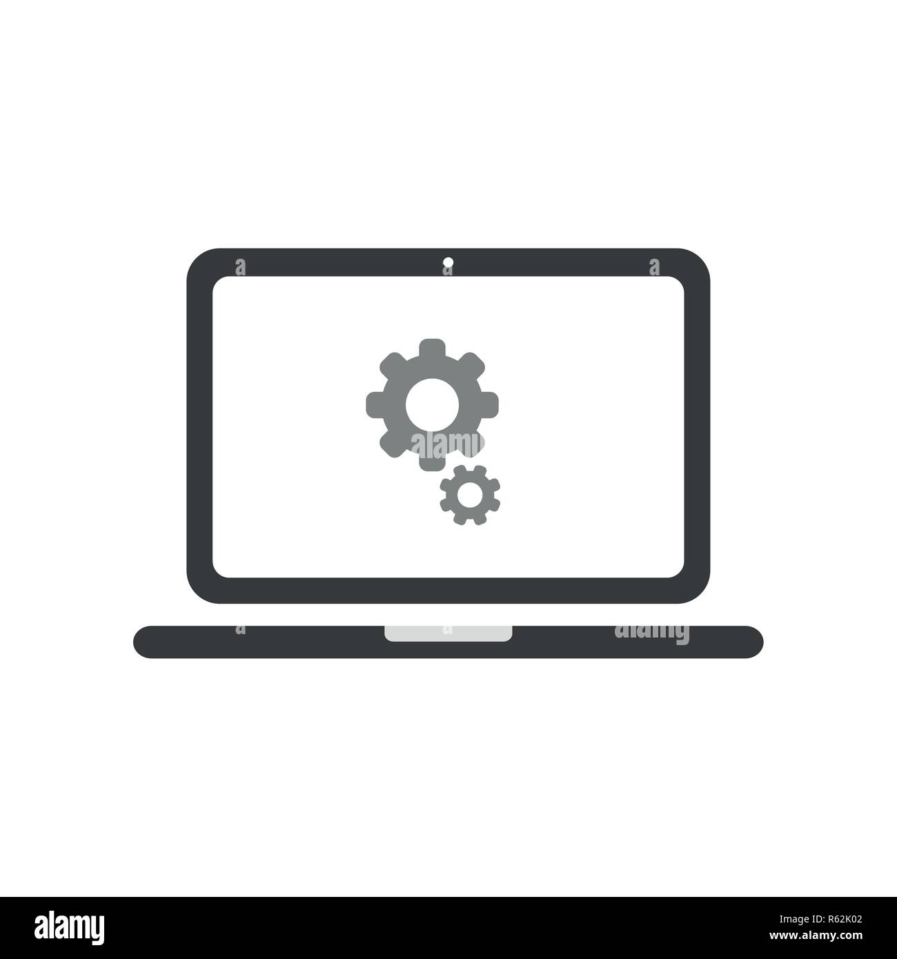 Vector illustration icon concept of gears inside laptop computer Stock ...