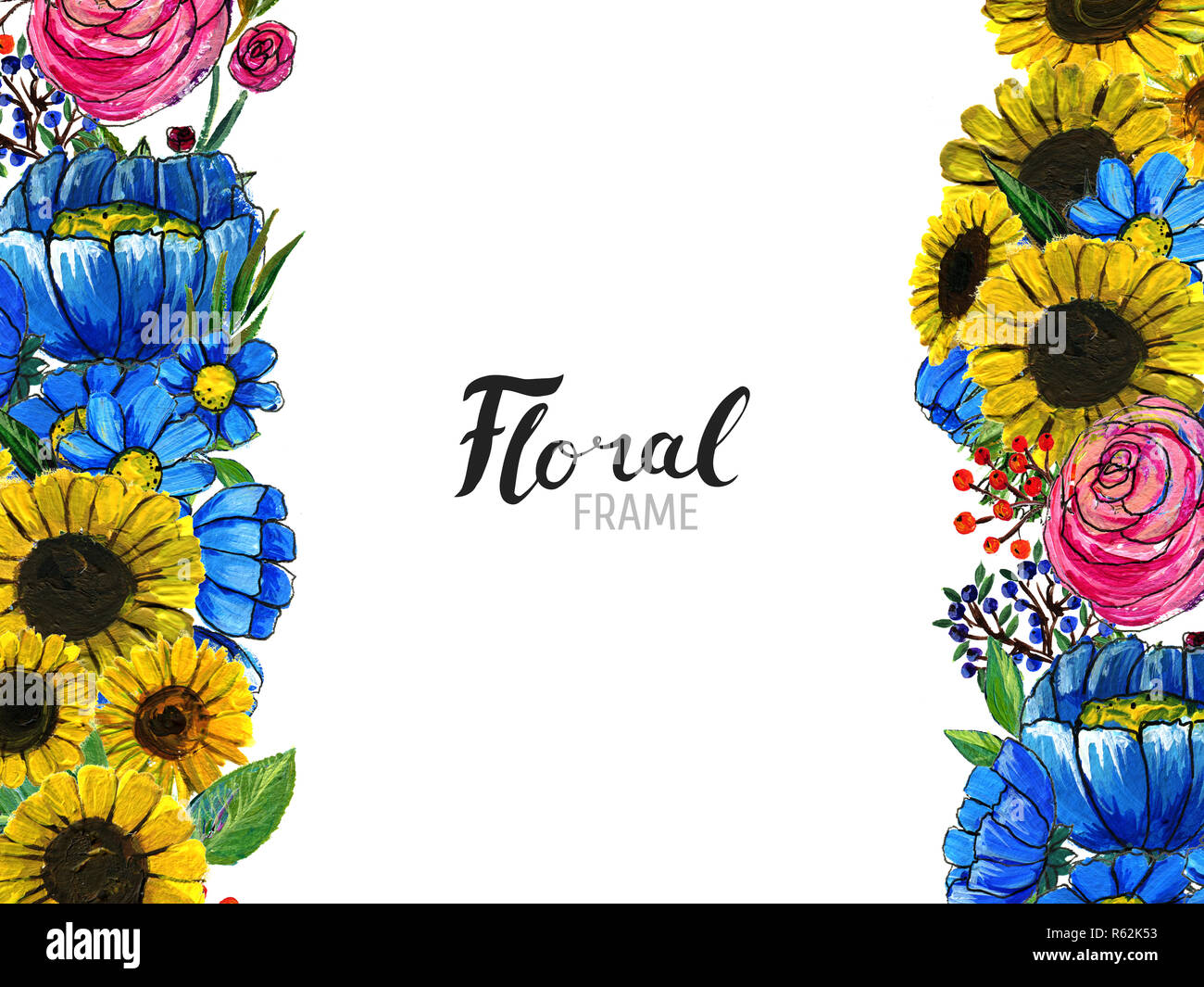 Hand drawn Flower Border Stock Photo - Alamy