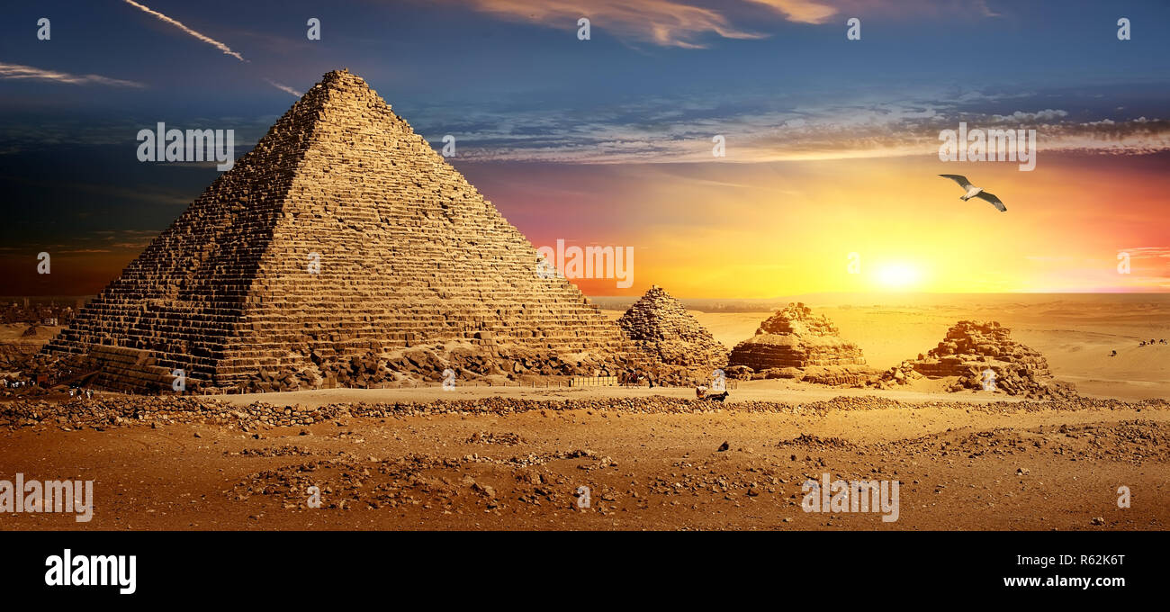 Pyramids at sunset Stock Photo - Alamy