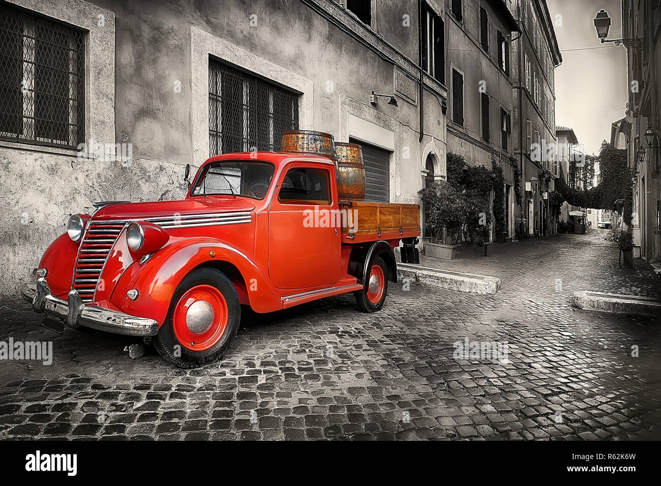 Red retro car Stock Photo - Alamy