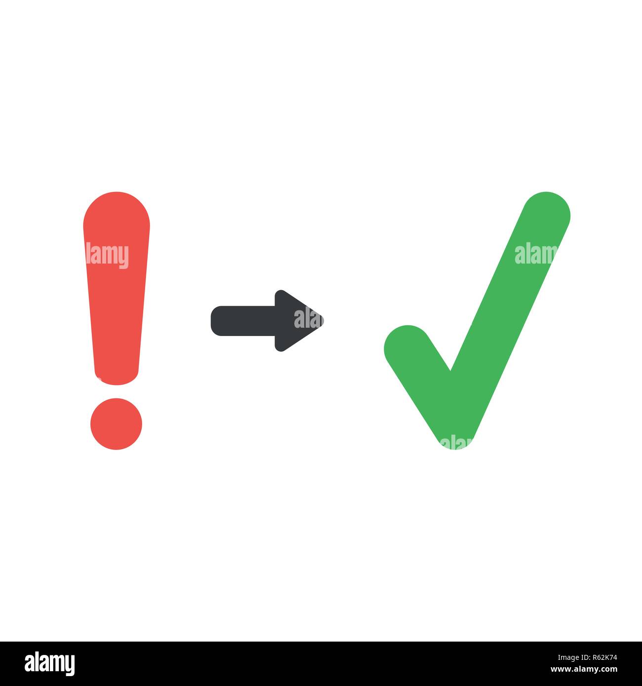 Vector illustration icon concept of exclamation mark with check mark ...