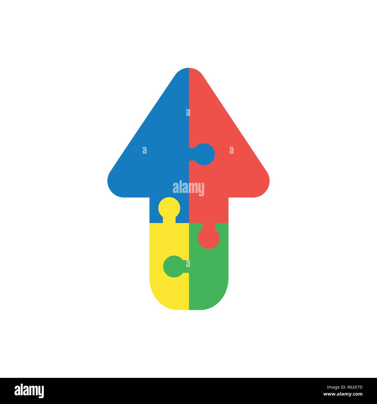 Vector illustration icon concept of four connected arrow jigsaw puzzle ...