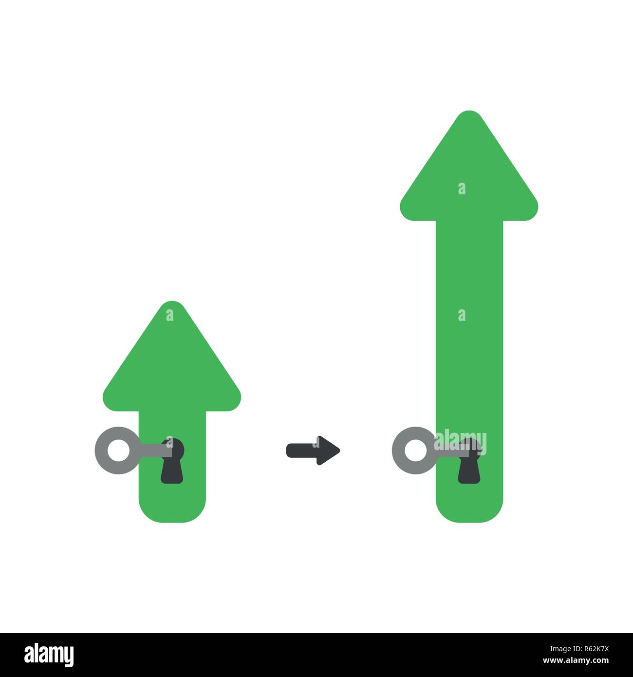 Vector illustration icon concept of arrow with key into keyhole and ...