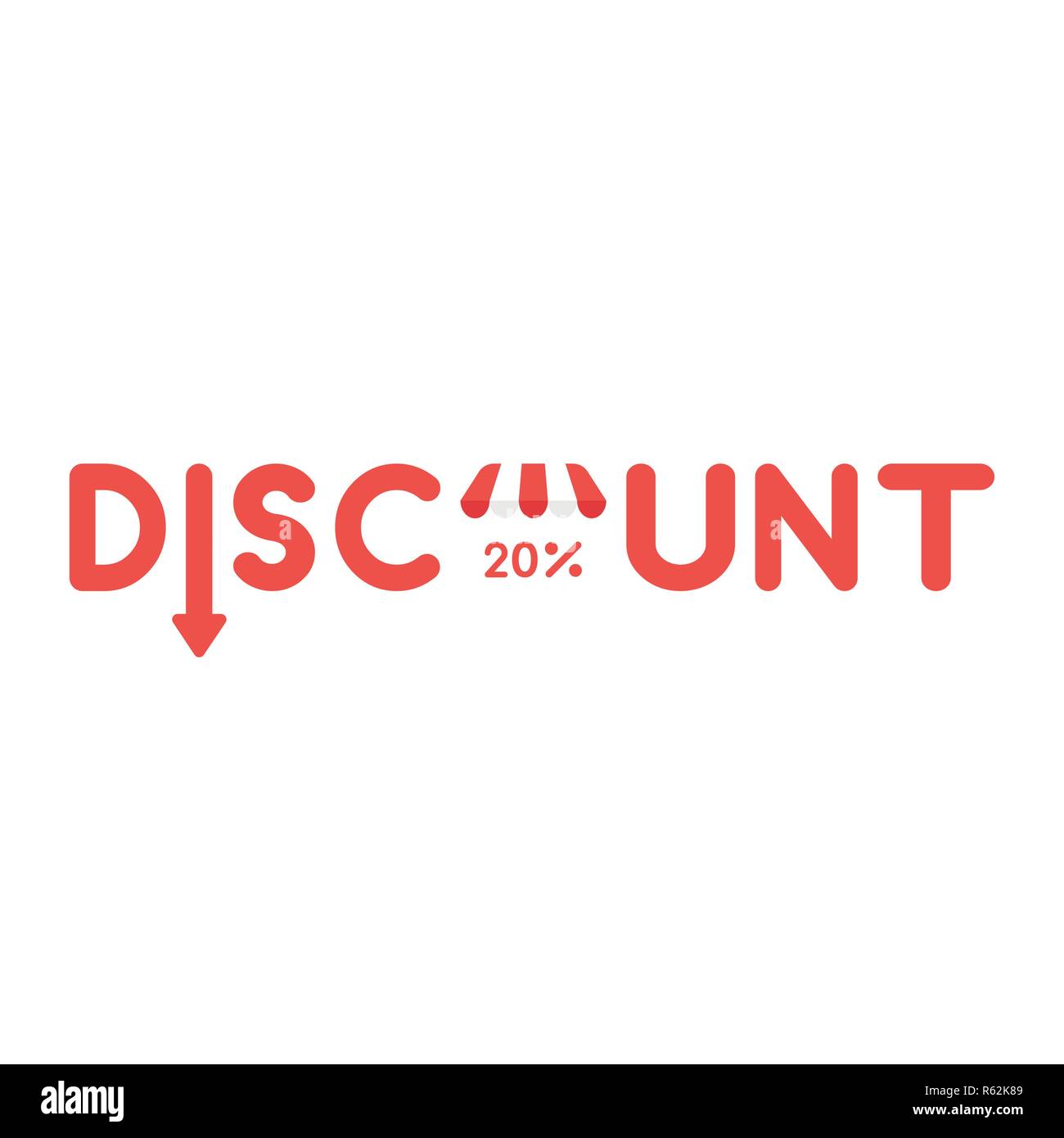 Vector illustration icon concept of discount word with arrow moving ...