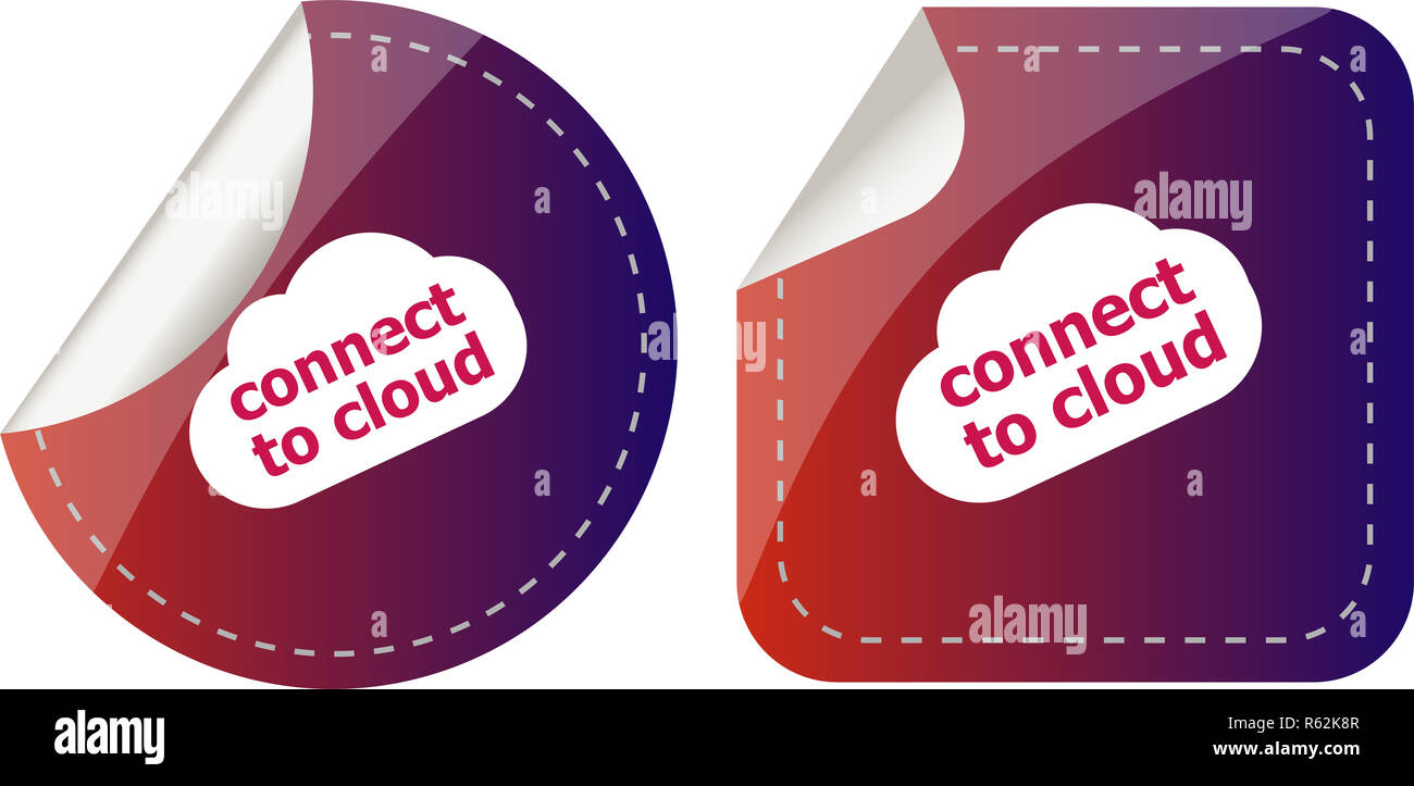 stickers label set business tag with connect to cloud word Stock Photo ...