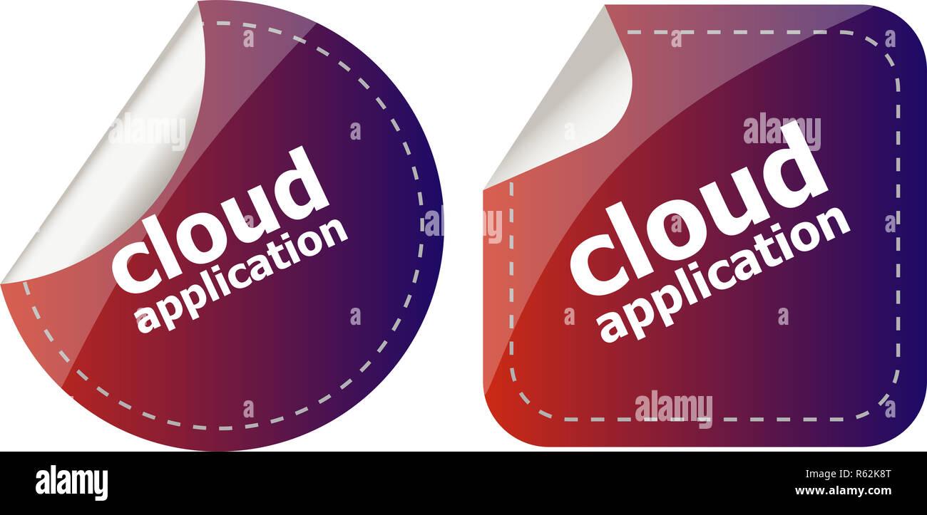 cloud application stickers label tag set isolated Stock Photo - Alamy