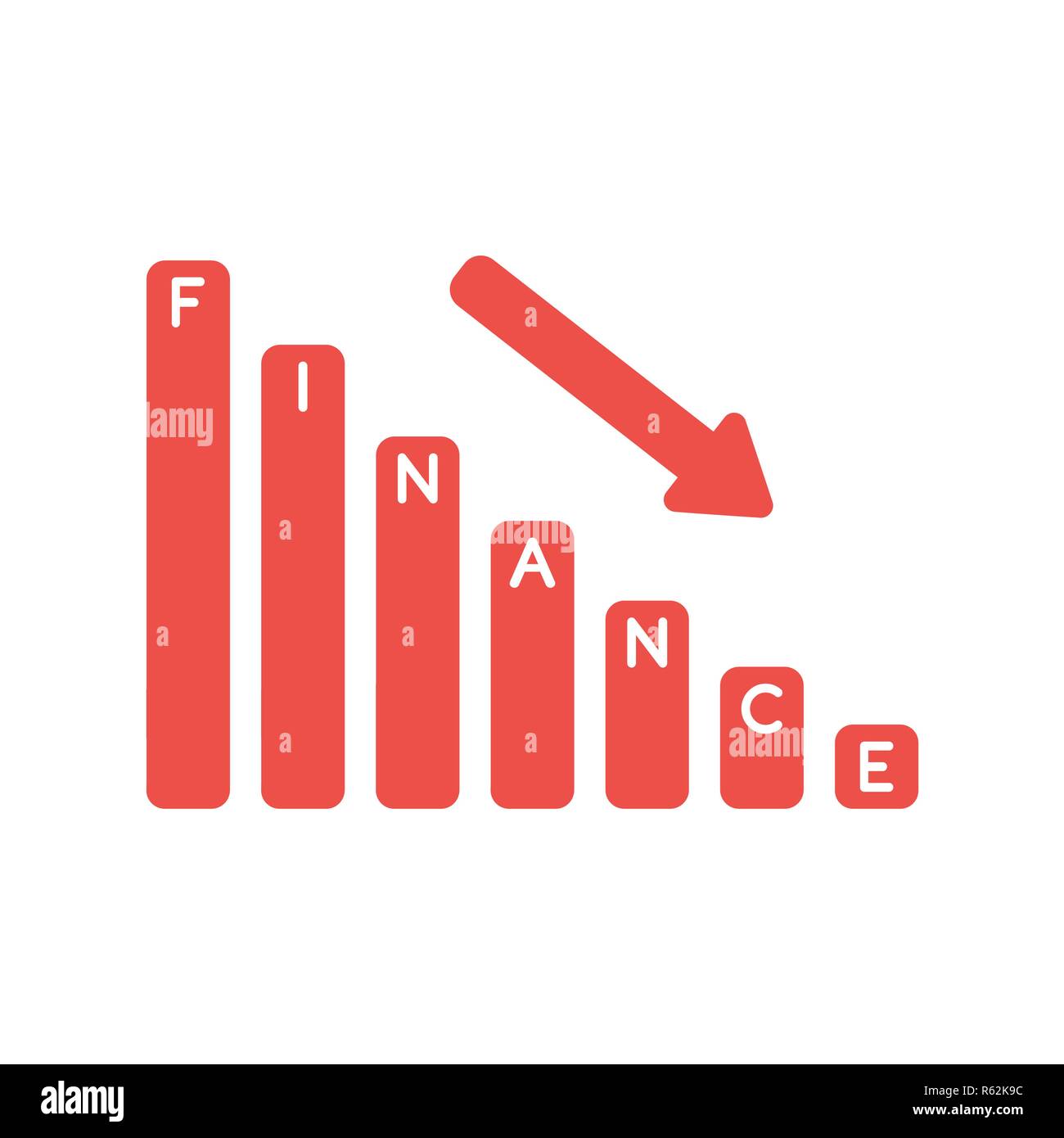 Vector illustration icon concept of finance sales bar graph moving down ...