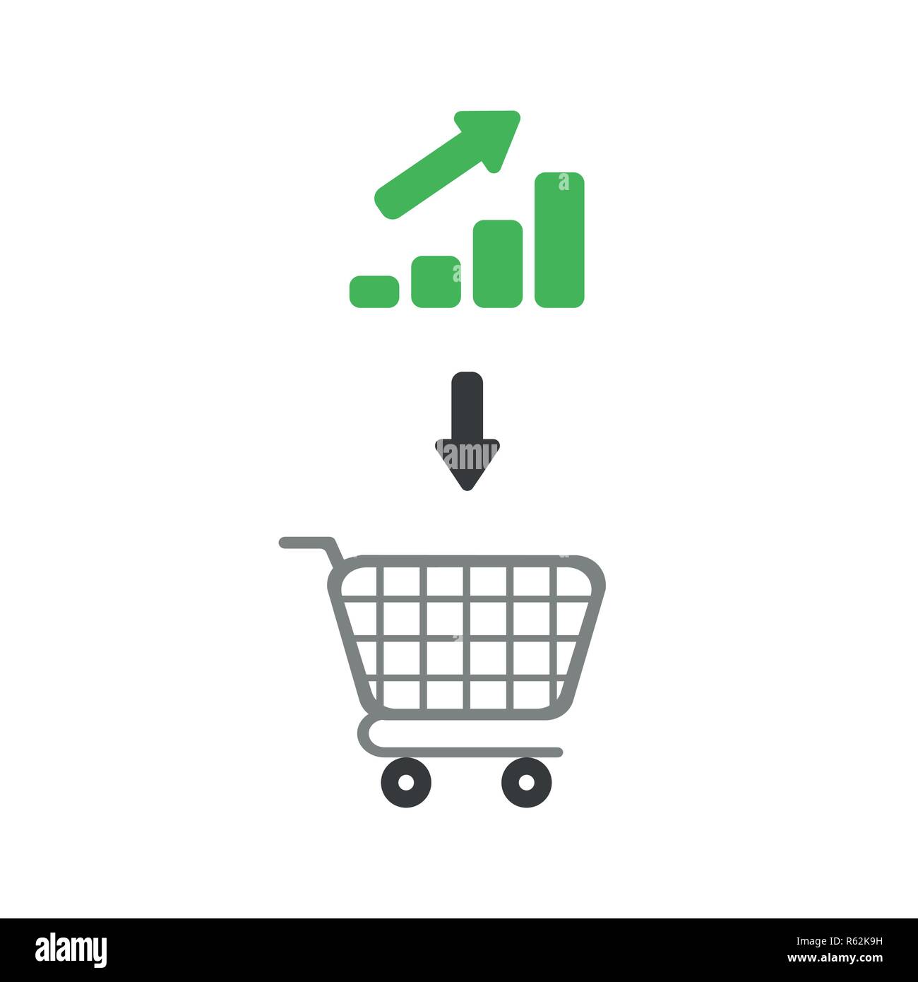 Vector illustration icon concept of shopping cart with bar graph moving ...