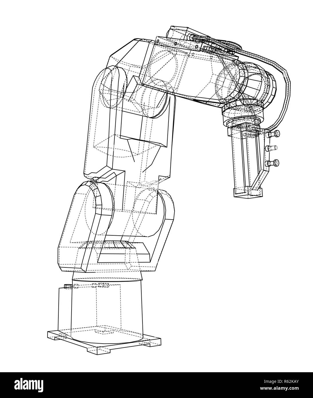 3D outline Robotic arm. 3d illustration Stock Photo - Alamy