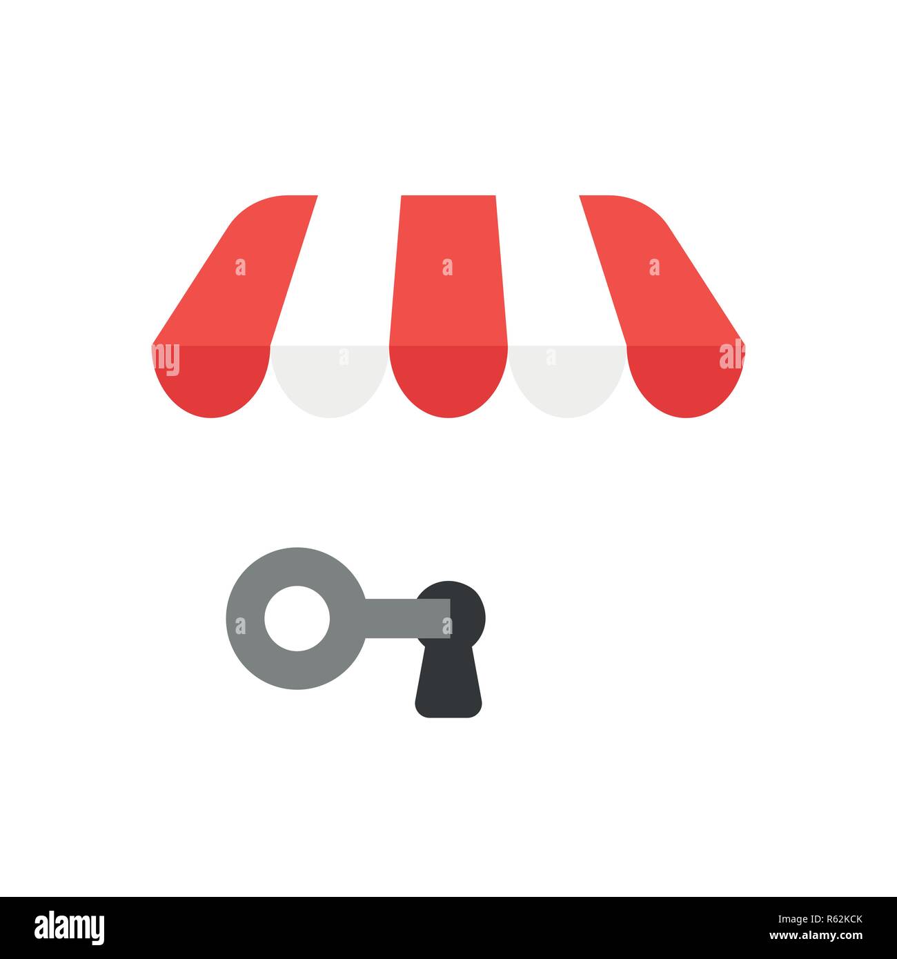 Vector illustration icon concept of key into keyhole under shop store ...
