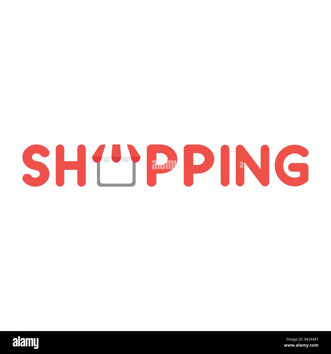 Vector illustration icon concept of shopping word with shop store Stock ...