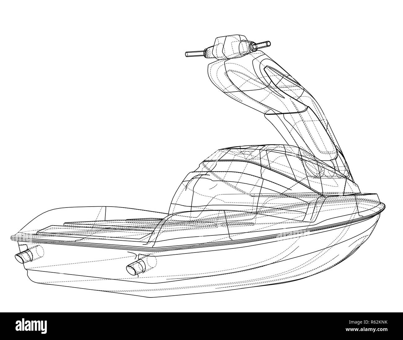Jet ski sketch. 3d illustration Stock Photo - Alamy