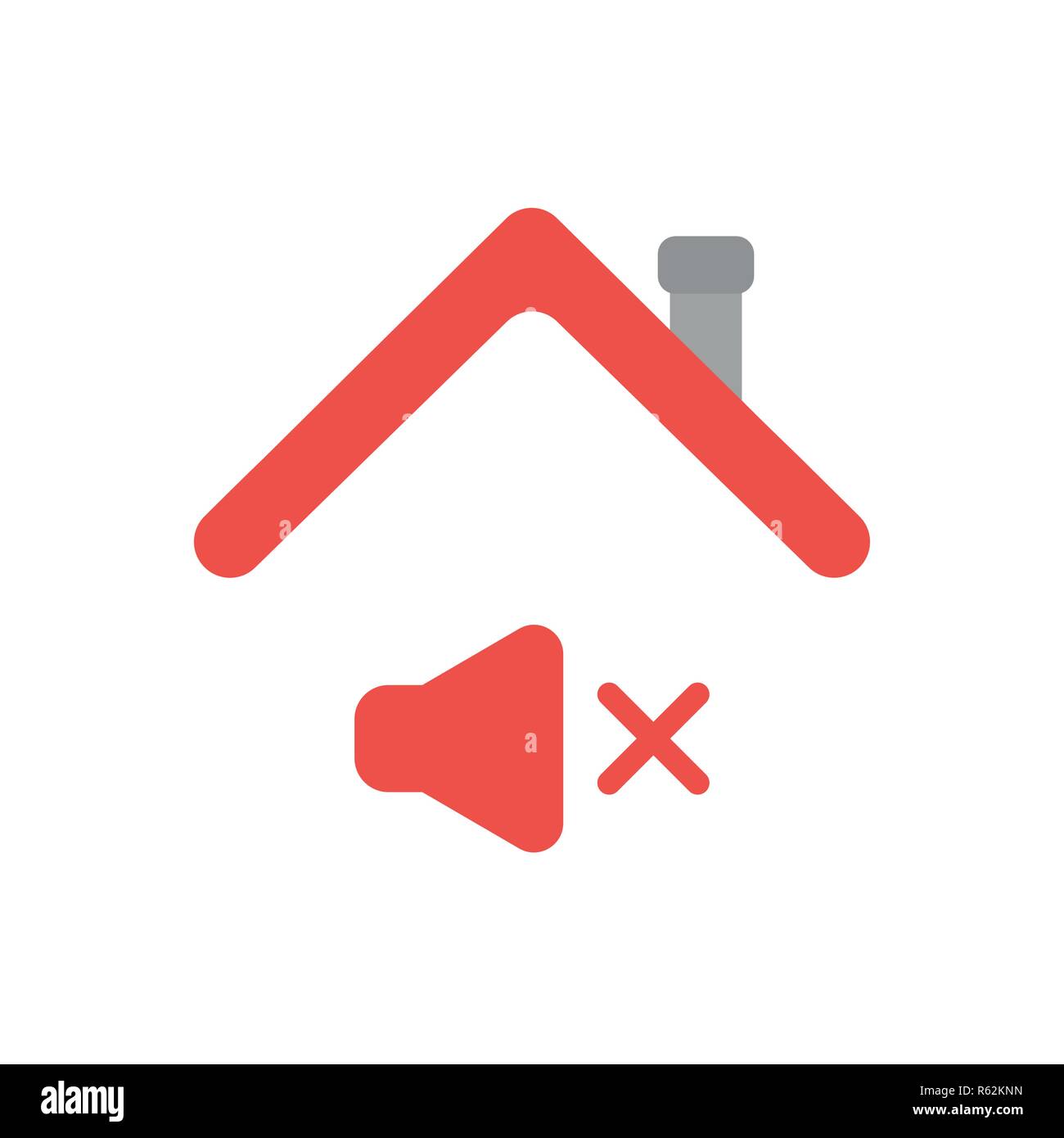 Vector illustration icon concept of sound off symbol under house roof ...