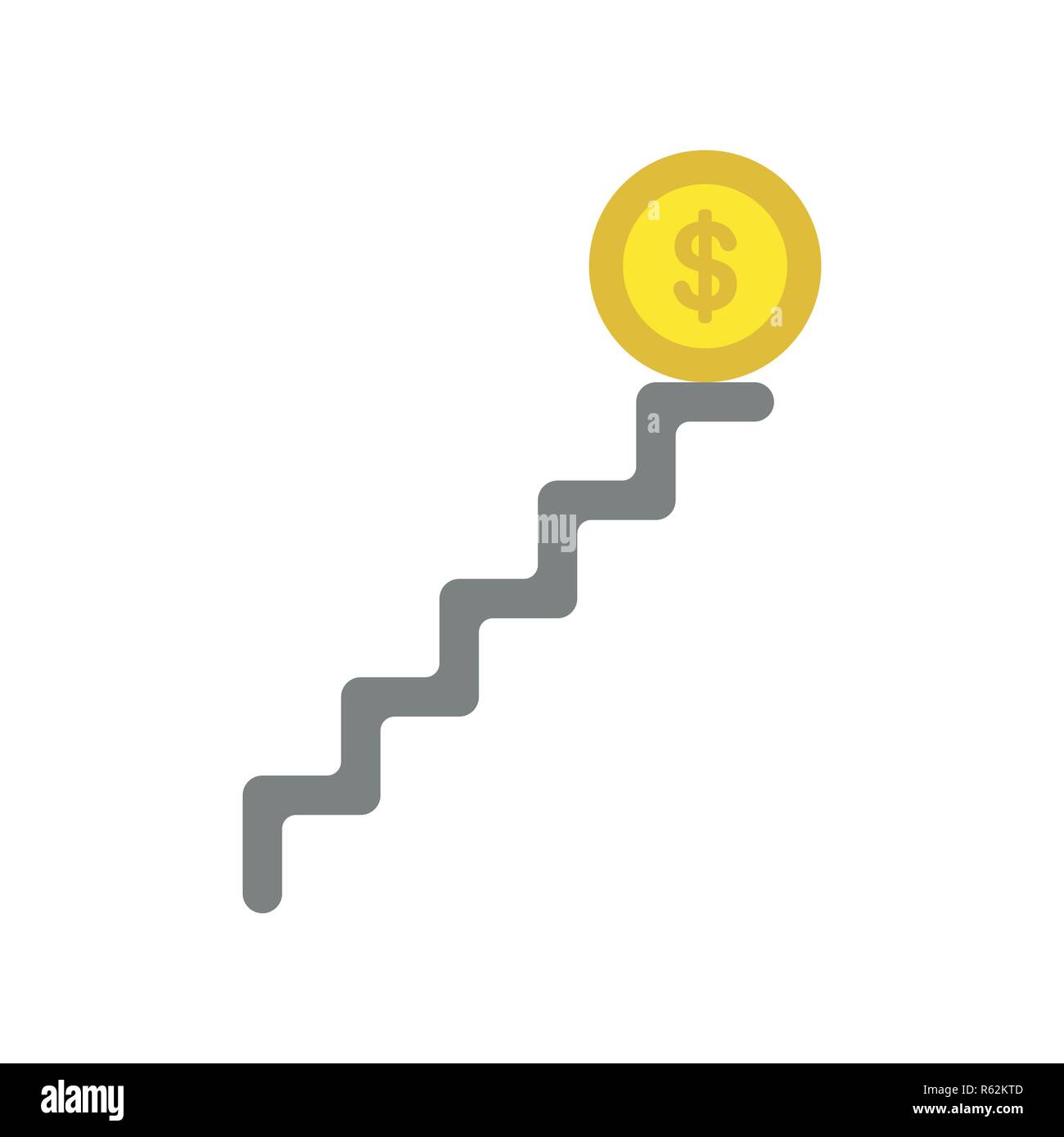Vector illustration icon concept of dollar coin on top of stairs Stock ...