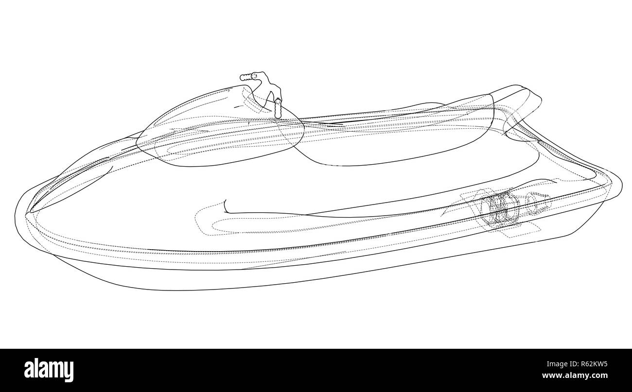 Jet ski sketch. 3d illustration Stock Photo - Alamy