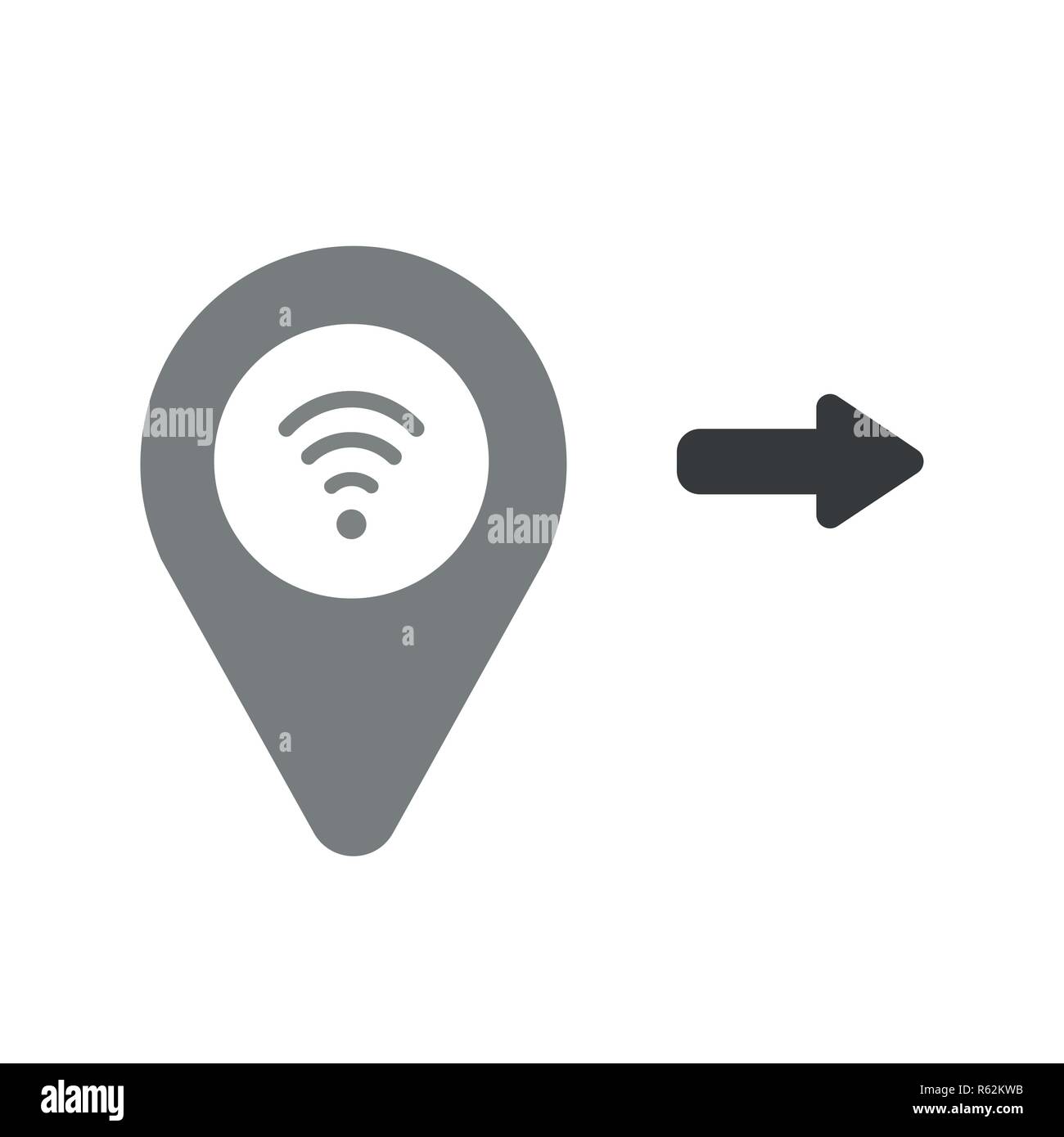 Vector illustration icon concept of map pointer with wireless wifi ...