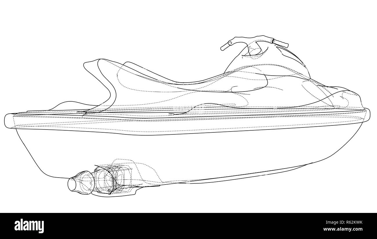 Jet ski sketch. 3d illustration Stock Photo - Alamy