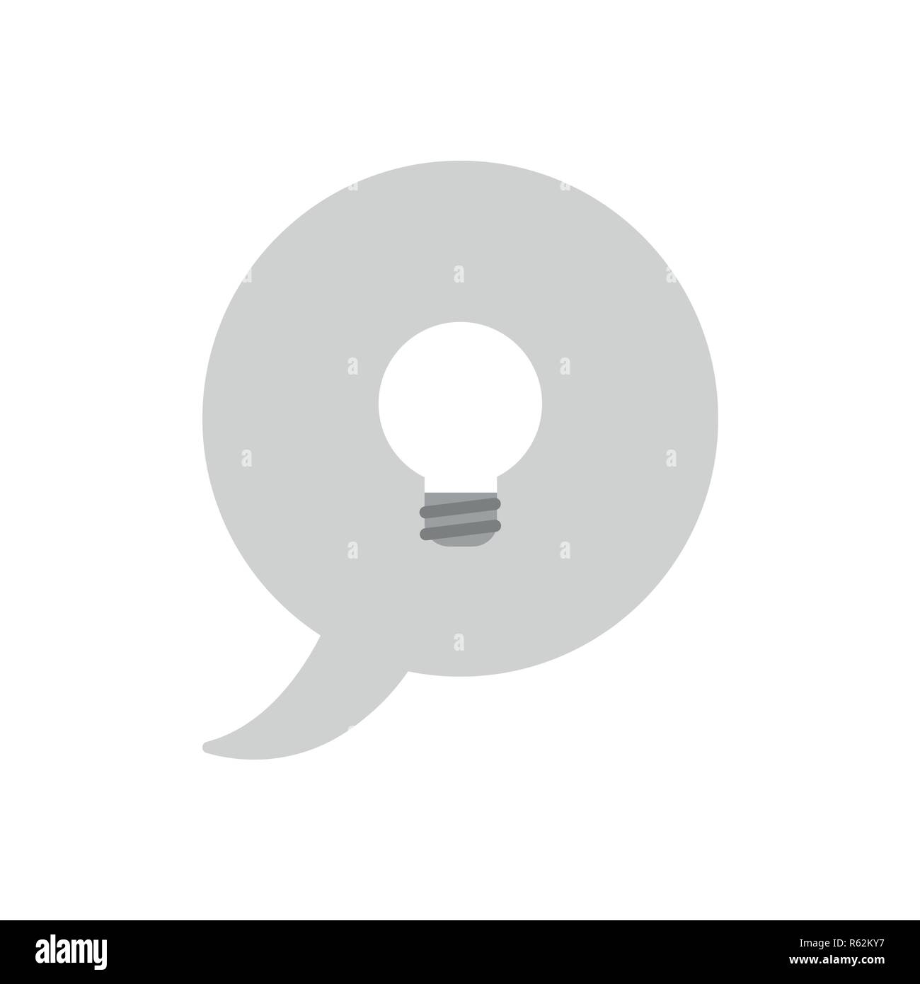 Vector illustration icon concept of speech bubble with grey light bulb ...