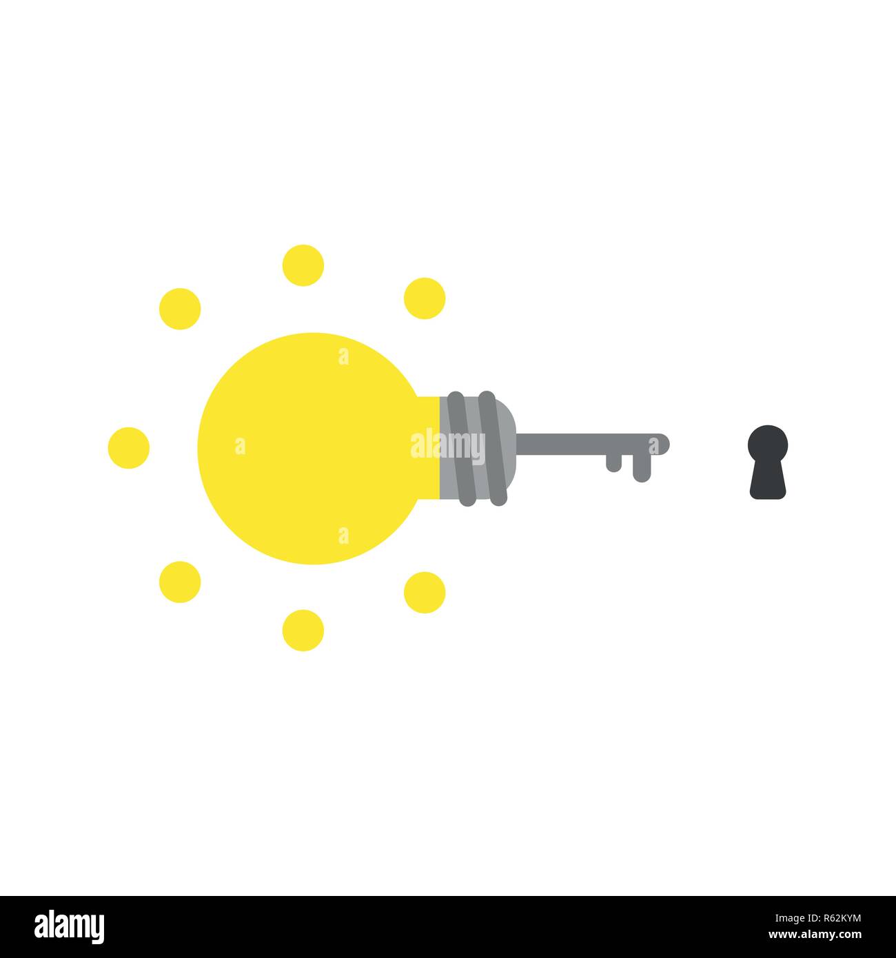 Vector illustration icon concept of glowing light bulb key with keyhole ...