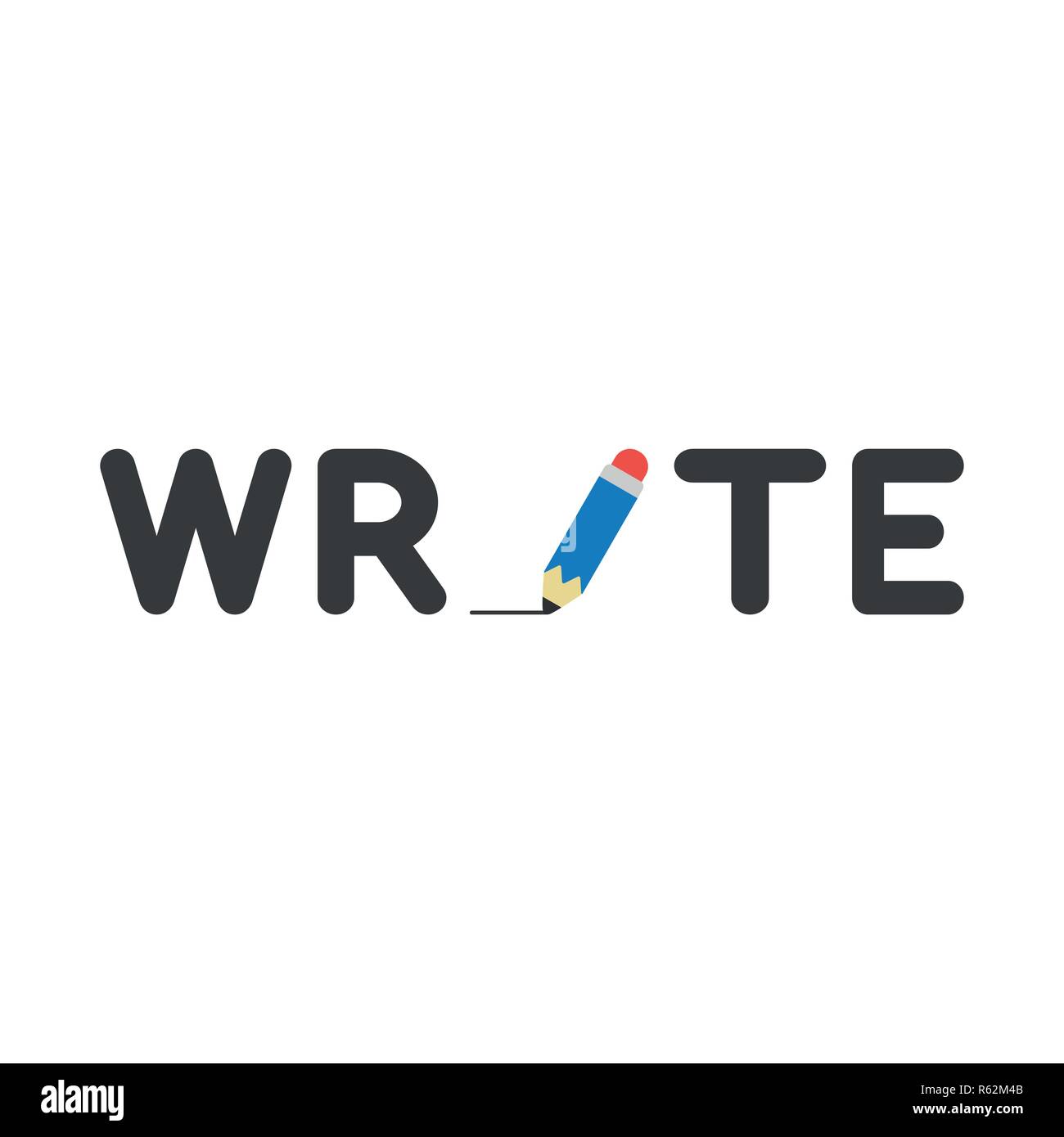 Vector illustration icon concept of write word with pencil Stock Vector ...