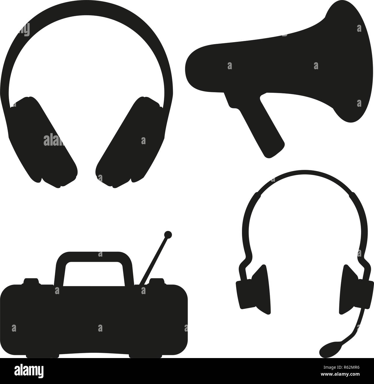 Black and white music tech items silhouette Stock Vector Image & Art ...