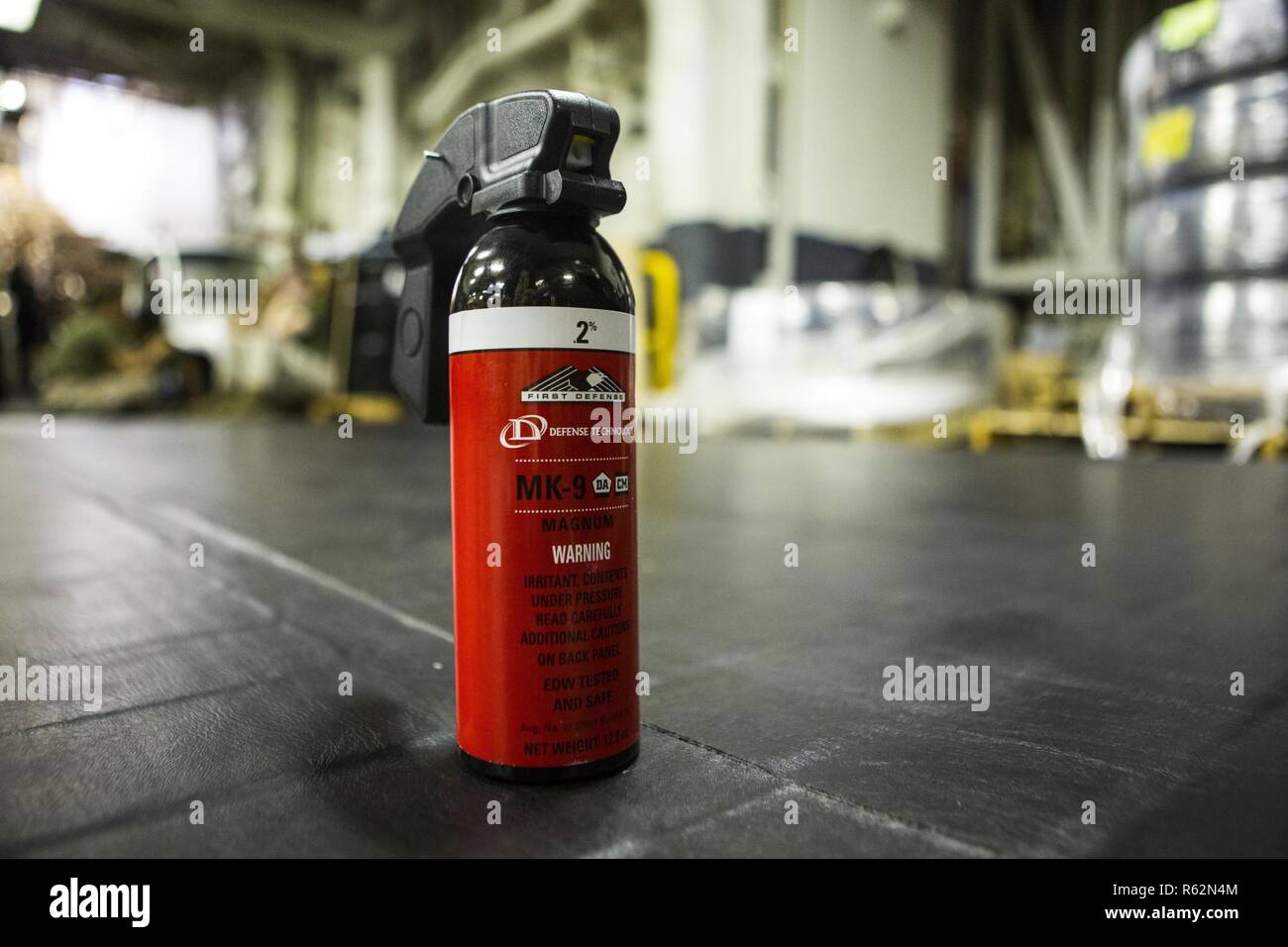 ARABIAN GULF – A canister of MK-9 Oleoresin Capsicum Spray is staged in ...