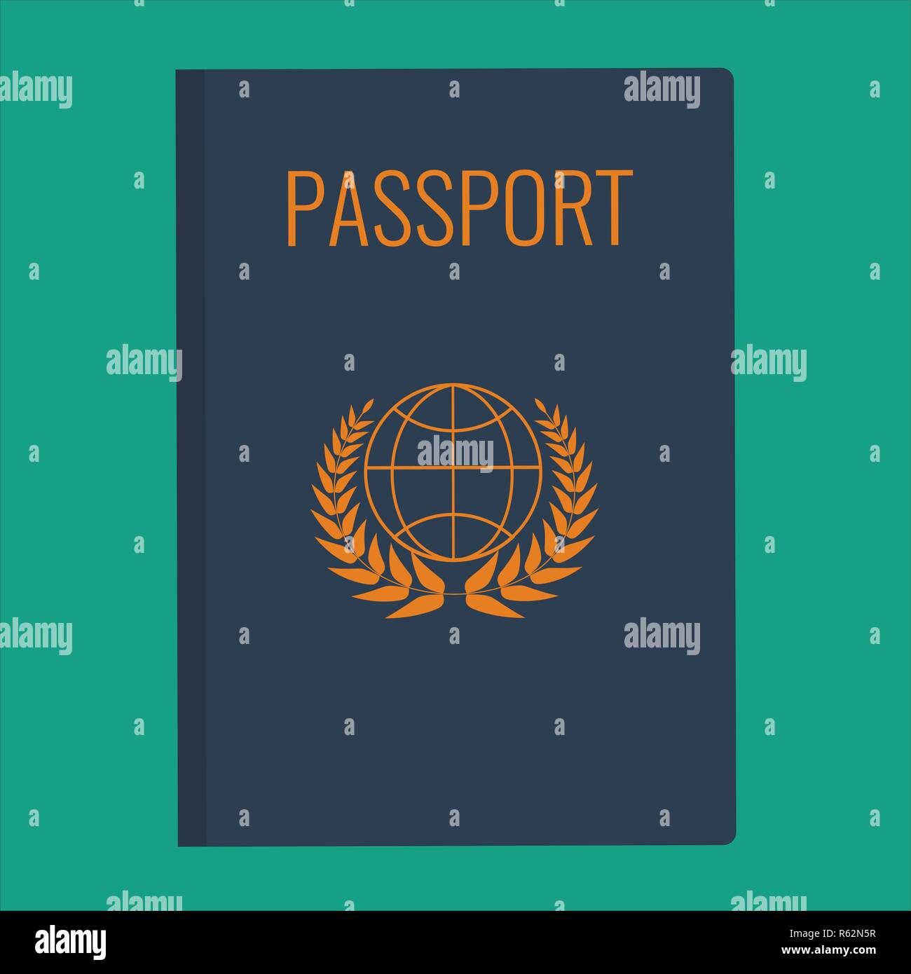 Blue Passport Cover Vector Illustration Passport Icon Isolated On
