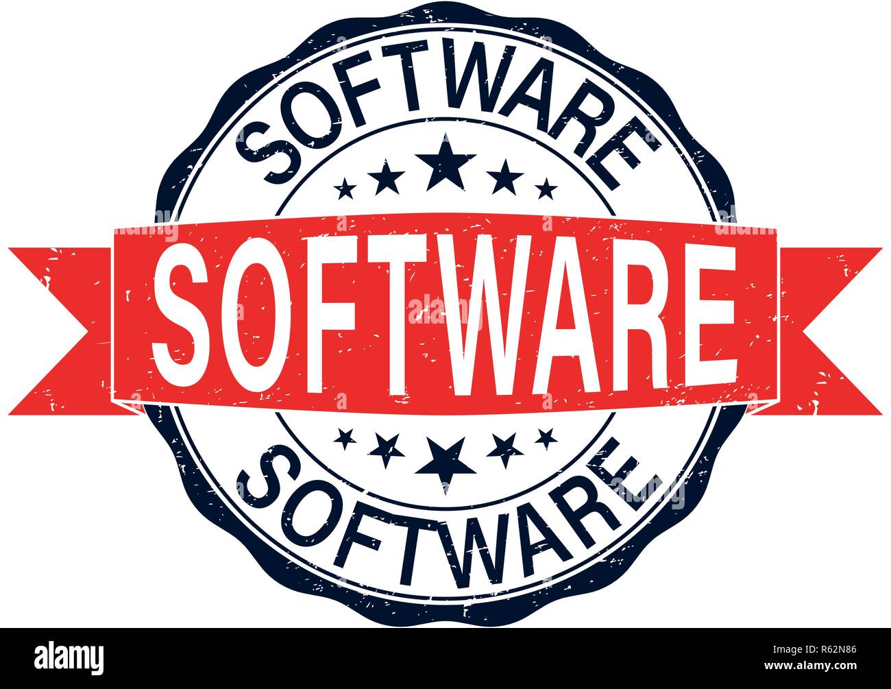 red rubber web stamp with stars on white background Stock Vector Image ...