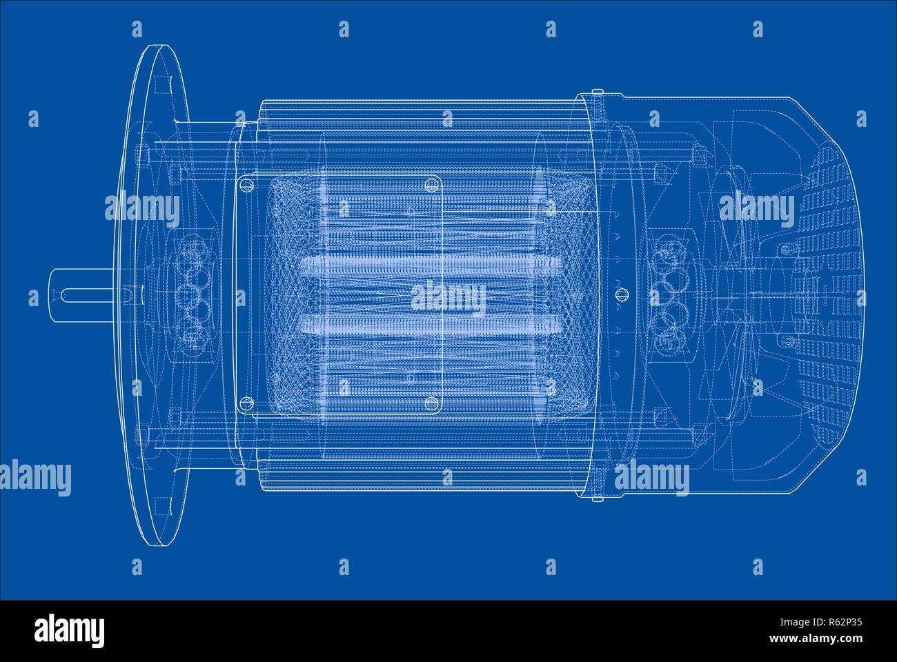 Electric motor sketch. 3d illustration Stock Photo - Alamy
