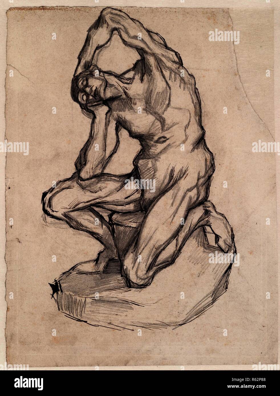 Kneeling Ecorché. Date: 1887, Paris. Dimensions: 32.4 cm x 24.5 cm ...