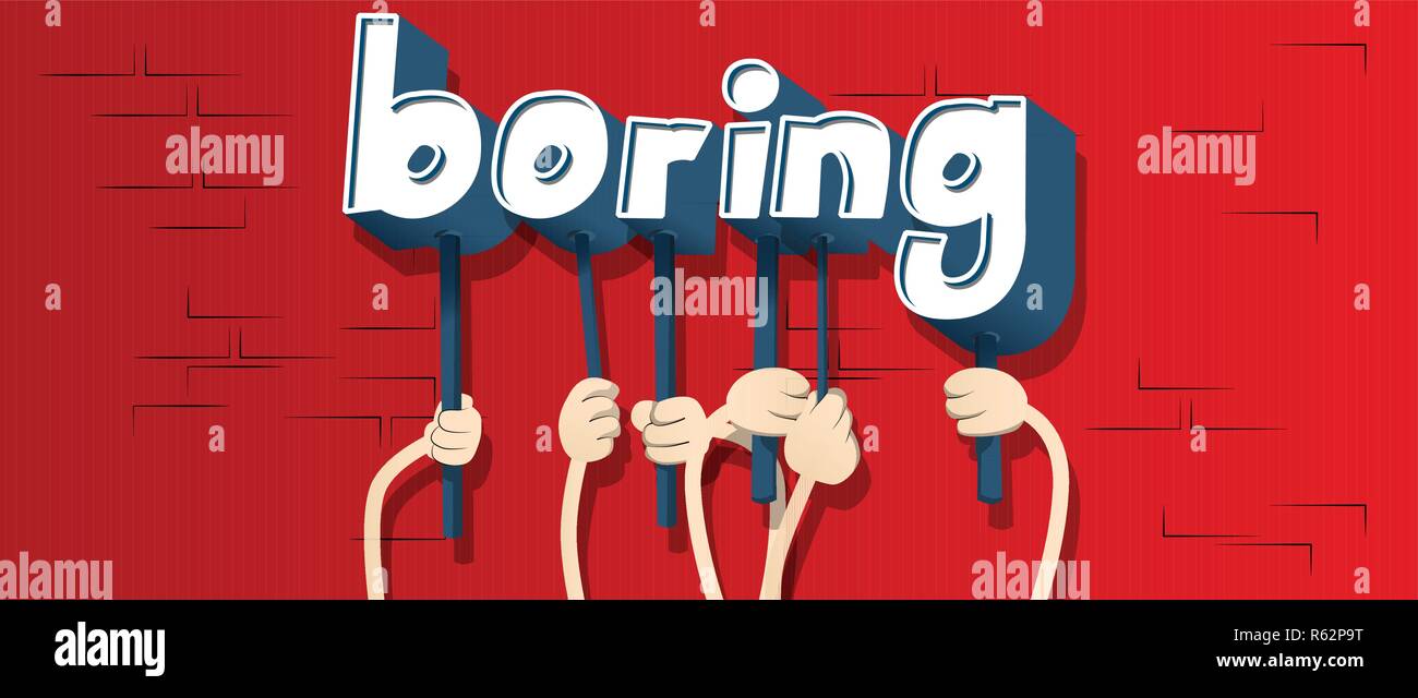 Diverse hands holding letters of the alphabet created the word Boring ...