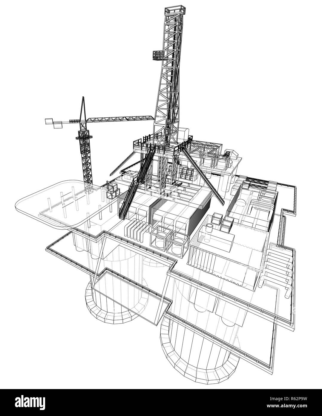 Offshore crude oil rig platform Black and White Stock Photos & Images ...