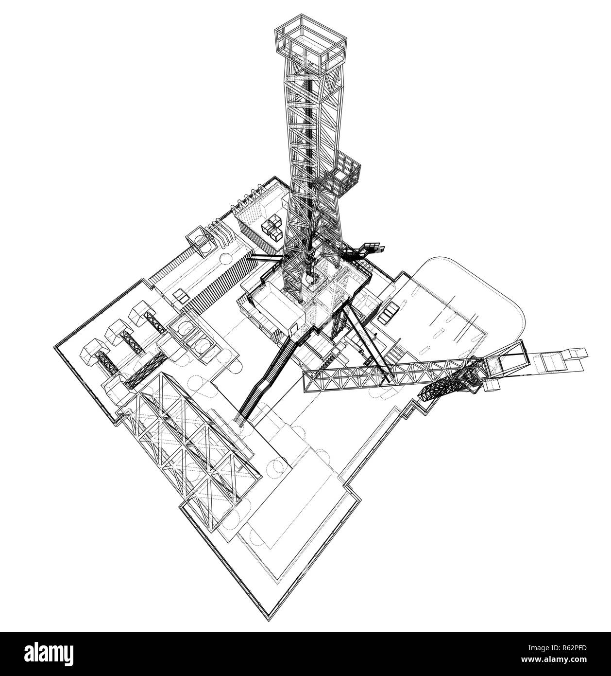 Offshore crude oil rig platform Black and White Stock Photos & Images ...