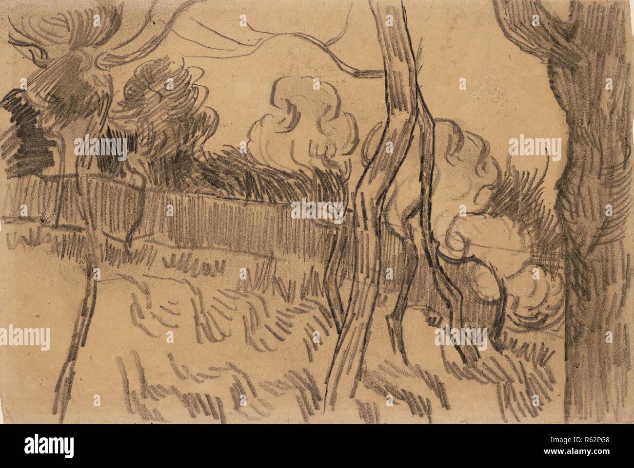 Garden of the asylum 1889 by vincent van gogh hi-res stock photography ...