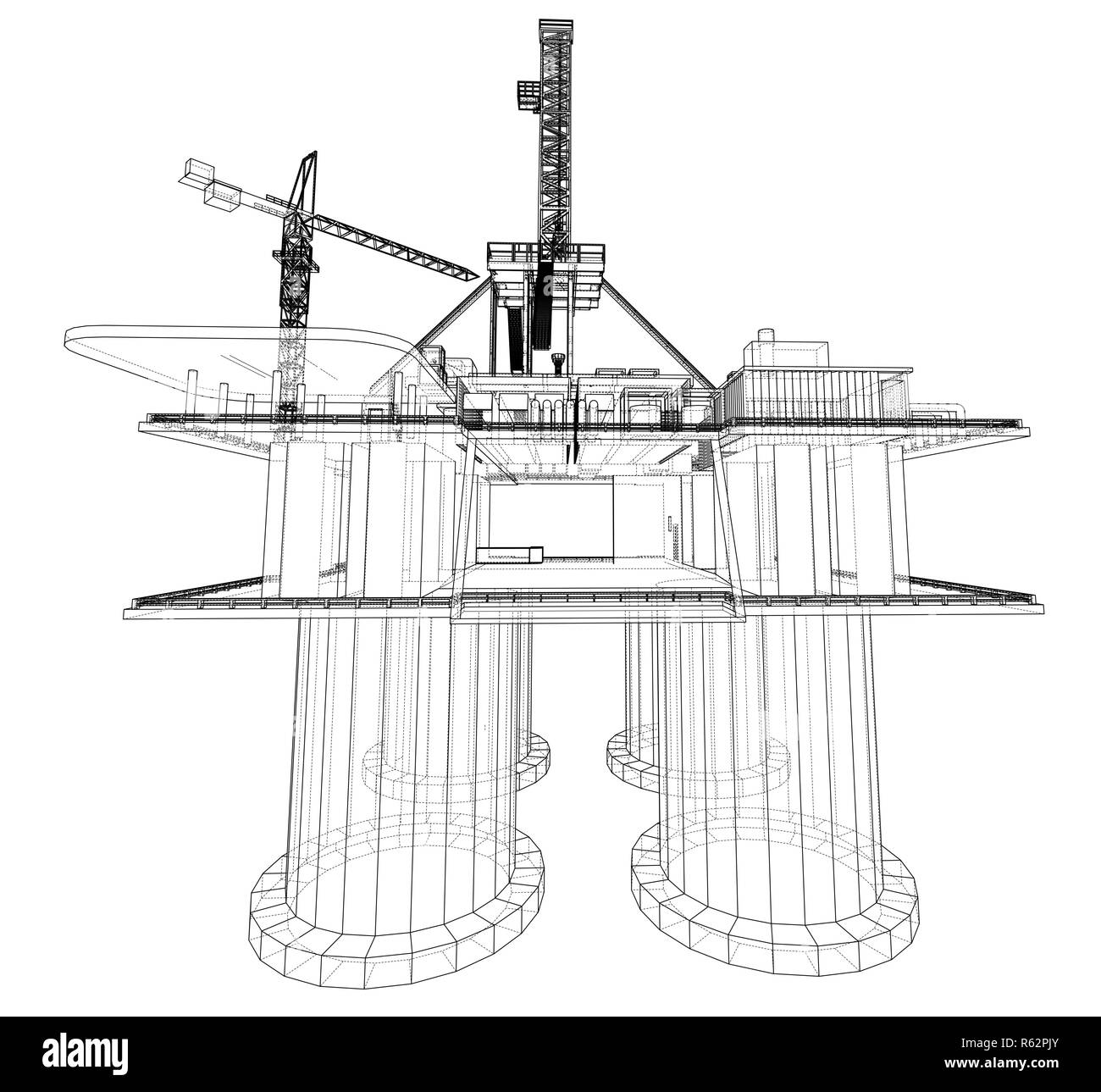 Oil gas drilling platform rig Black and White Stock Photos & Images - Alamy
