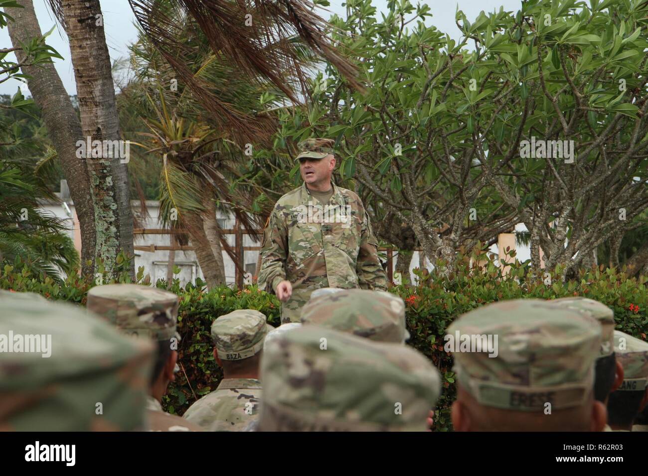 U.S. Army Brig. Gen. Douglas Anderson, center, commanding general for ...