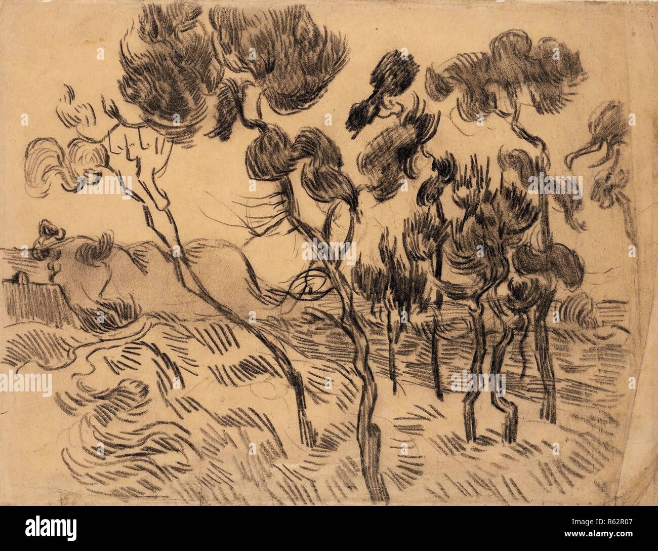 Landscape with Pine Trees. Date: October 1889, Saint-Rémy-de-Provence ...