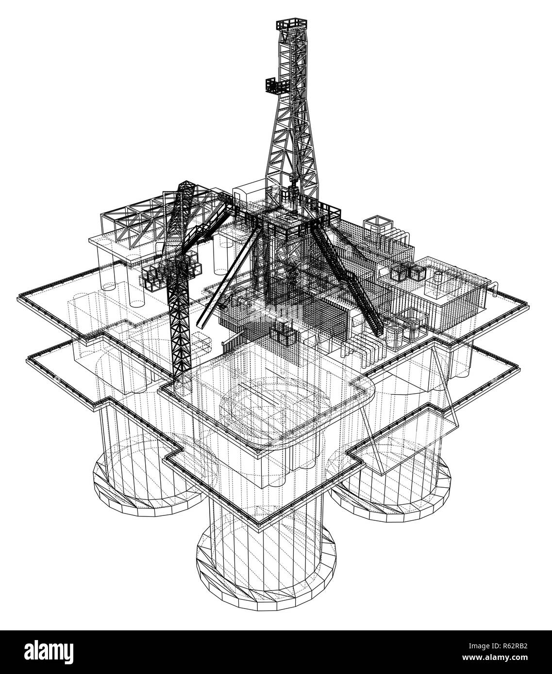 Offshore crude oil rig platform Black and White Stock Photos & Images ...