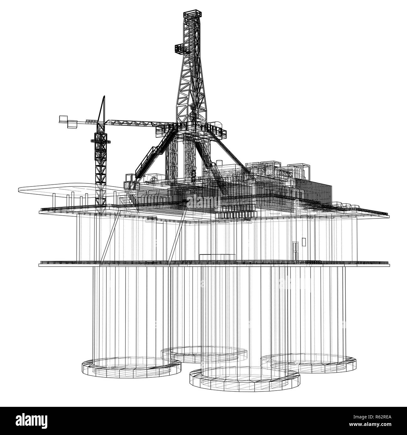 Offshore crude oil rig platform Black and White Stock Photos & Images ...