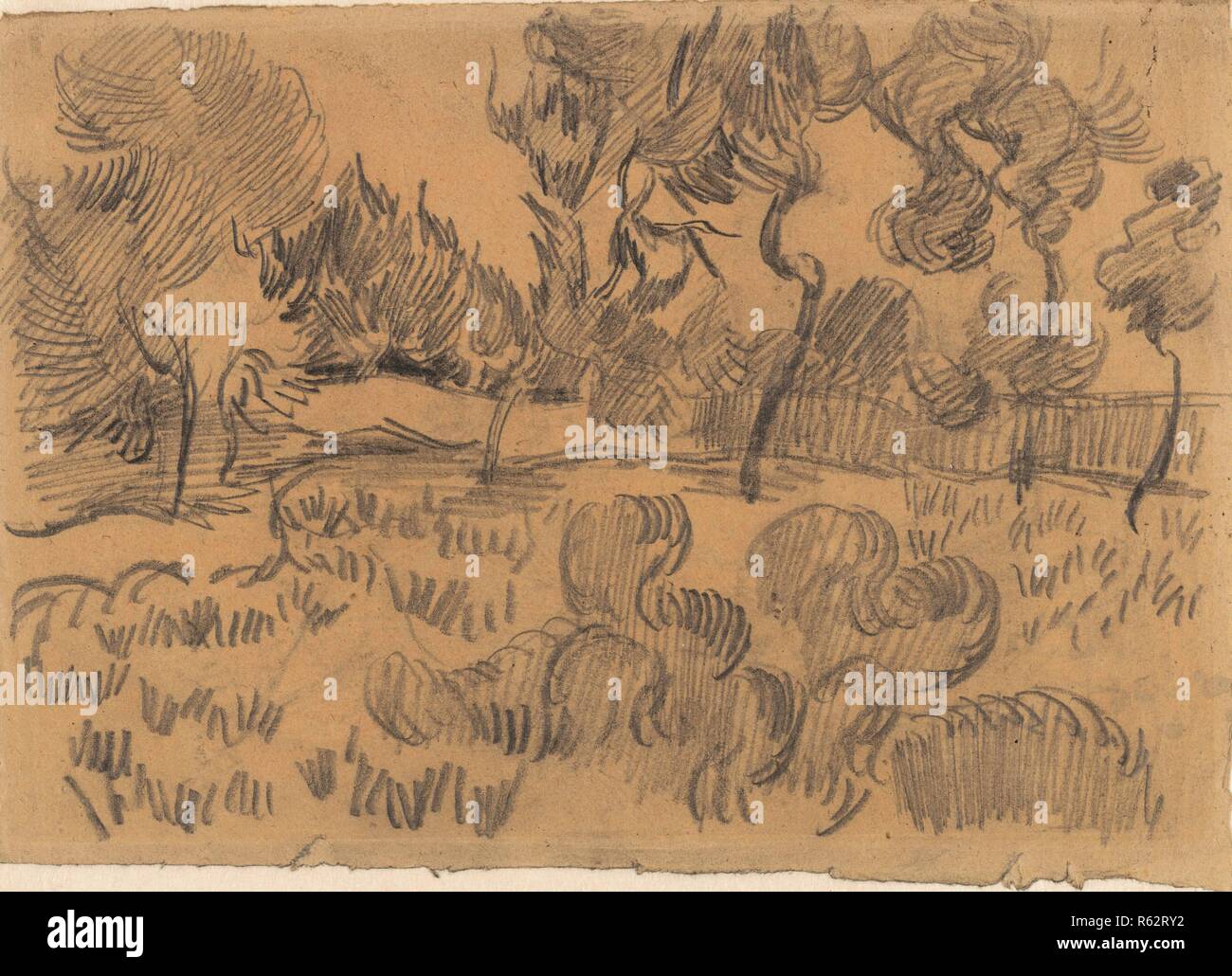 Garden of the asylum 1889 by vincent van gogh hi-res stock photography ...