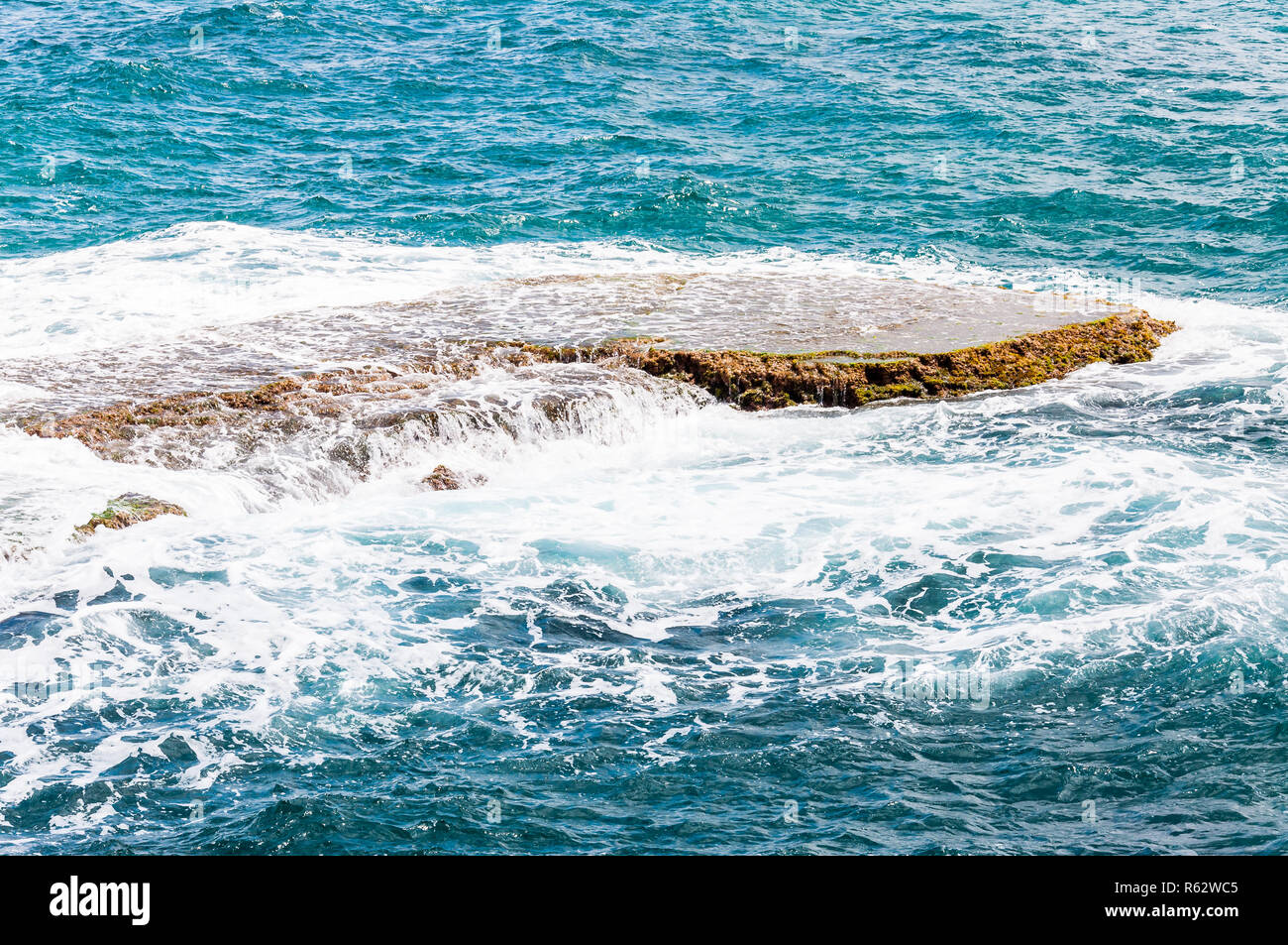 Rocks washed by water on Northern Mediterranean Sea Coast in Rosh ...