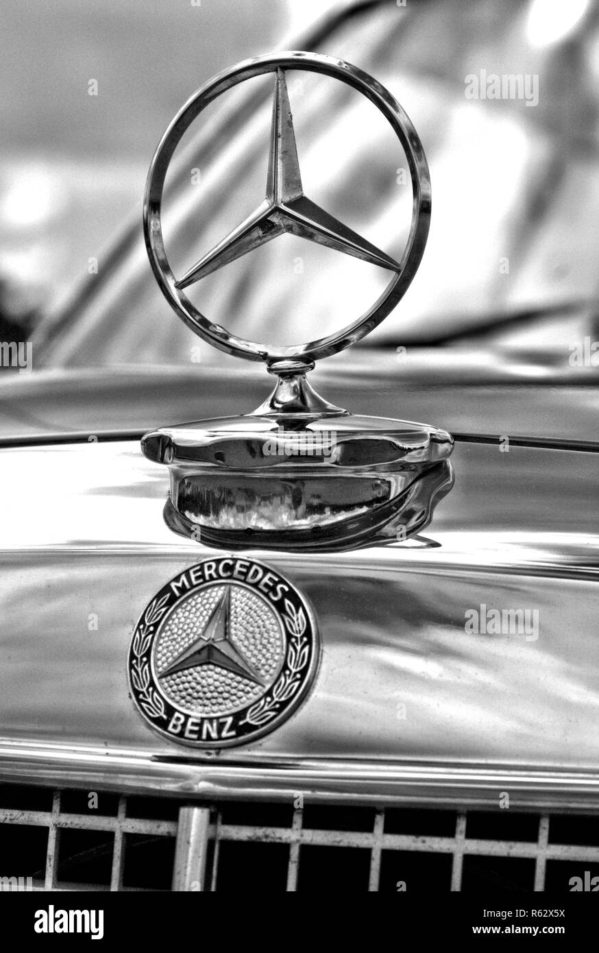 The Mercedes star, the Mercedes-Benz brand symbol in detail. The star ...