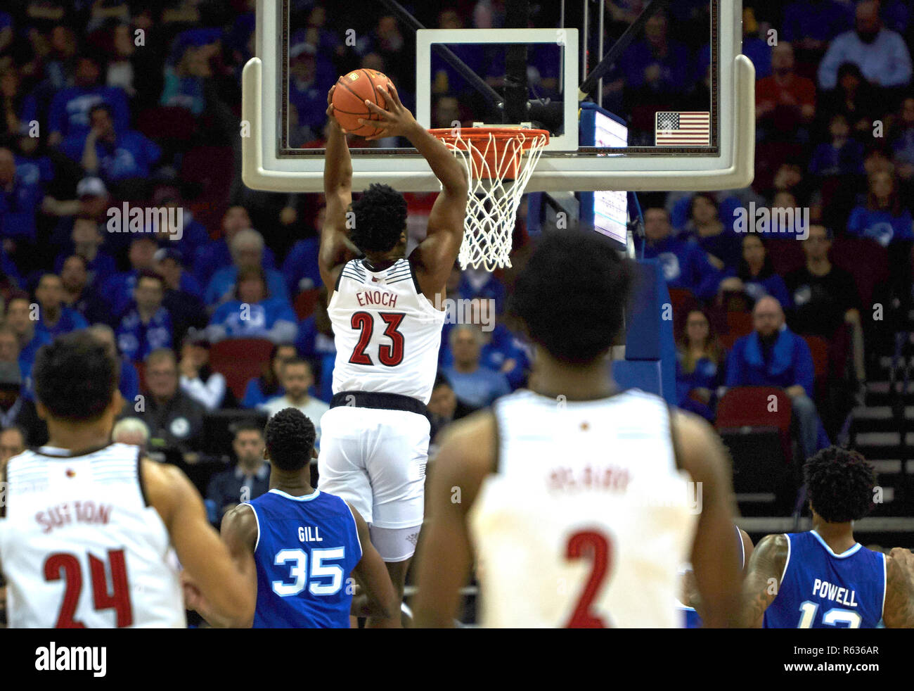 Newark, New Jersey, USA. 3rd Dec, 2018. Louisville Cardinals center ...