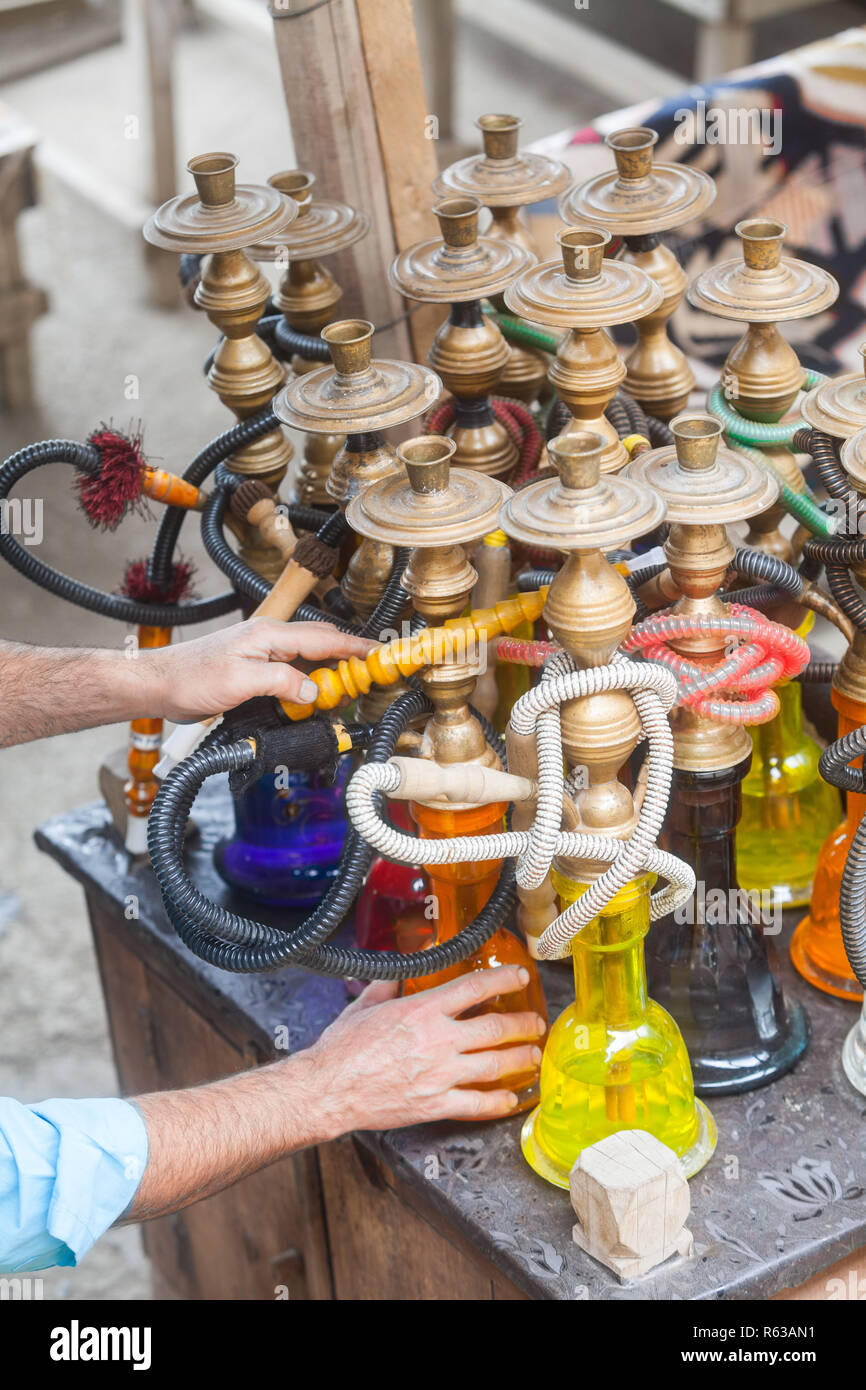 Shishas in a restaurant Stock Photo - Alamy
