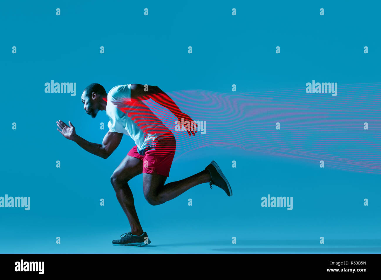 Full length portrait of active young african muscular running man ...