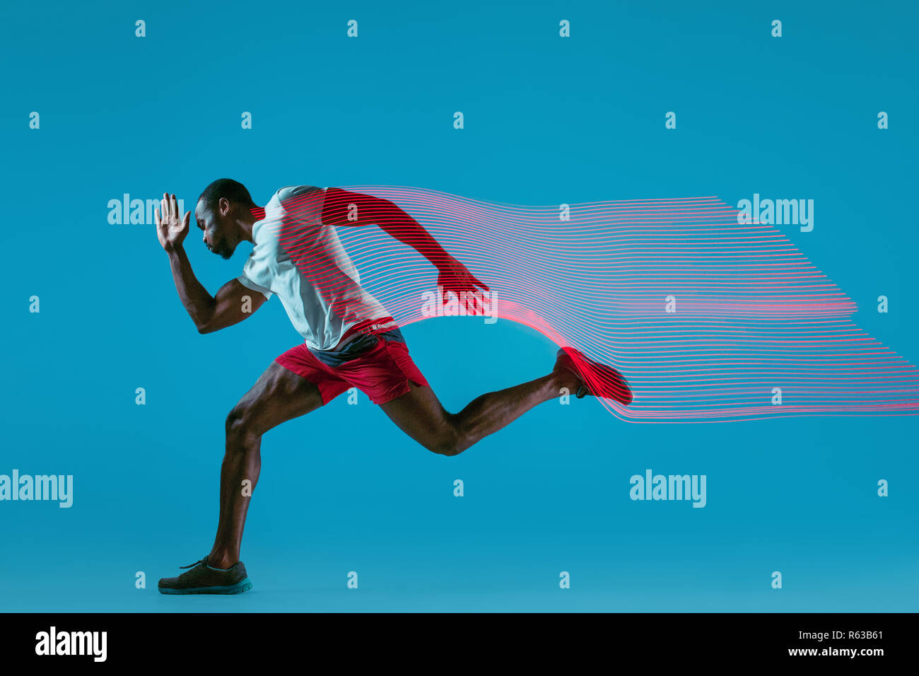 Full length portrait of active young african muscular running man ...