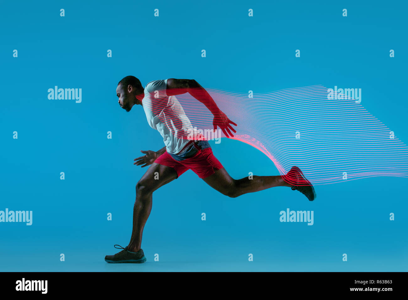 Full length portrait of active young african muscular running man ...